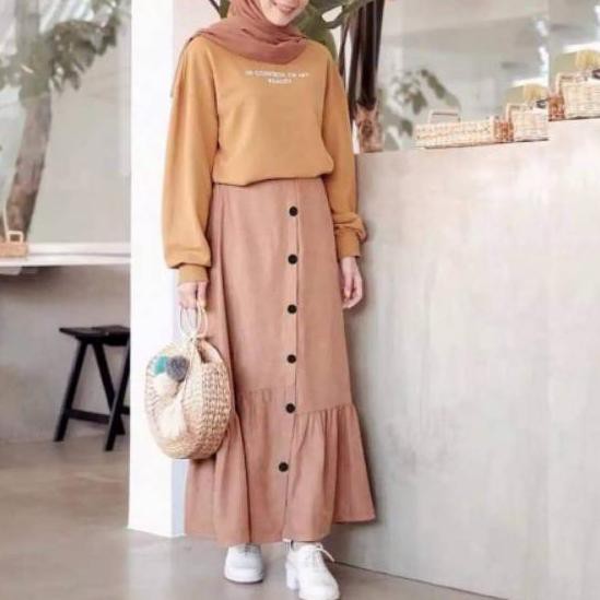 Jual Rok Asimetris ZIRA / Asimetric Skirt / Ruffle Warna Cream / OOTD ...