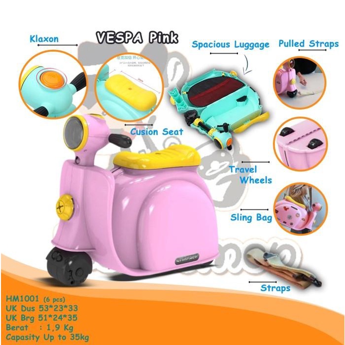 Jual Horsemen Koper Unik Lucu Motor Vespa Travel Trolly Cabin Size ...