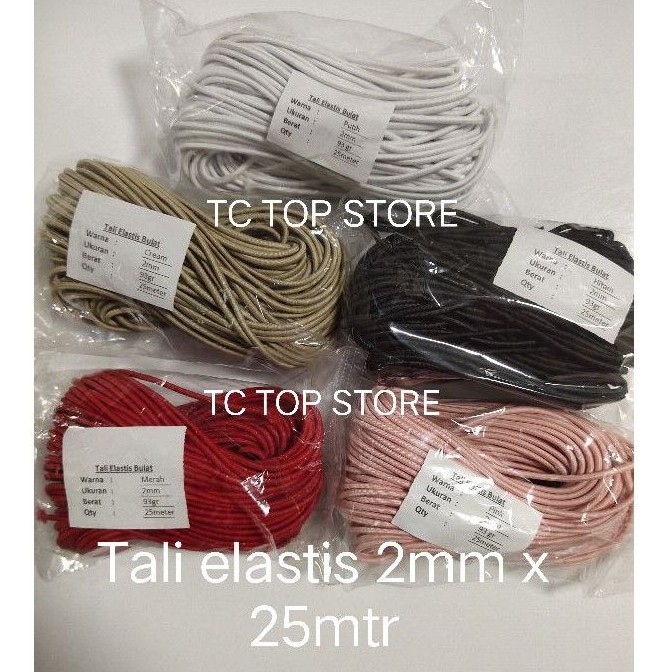 Tali Elastis 2mm / tali karet bulat / tali string (panjang 25 mtr ...