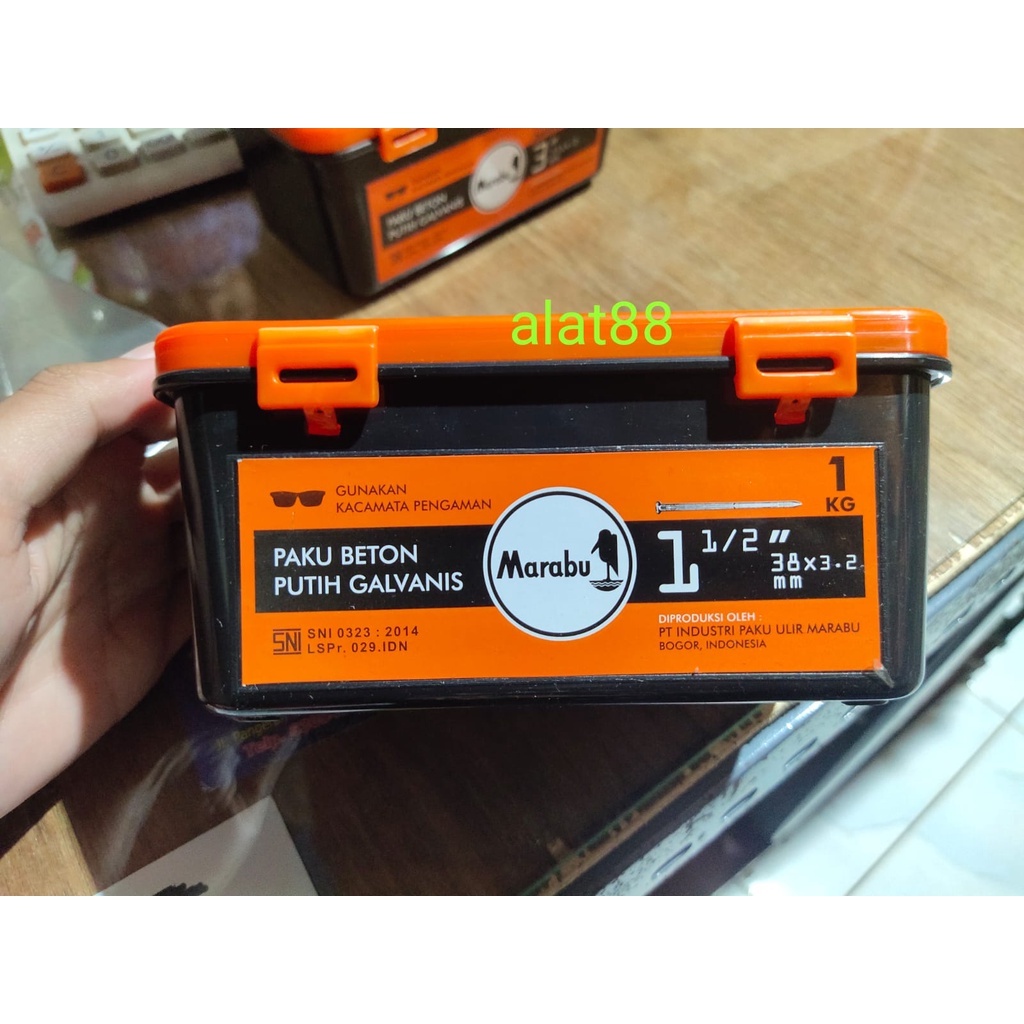 Jual paku beton marabu 1 1/2 inch = 4cm / 1 box = 1 kg / ukuran 1 1/2 ...