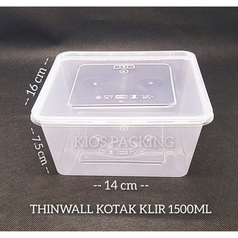 Jual Thinwall Klir 1500ml Kotak Makan Plastik 1500 Ml Klir Square Sq