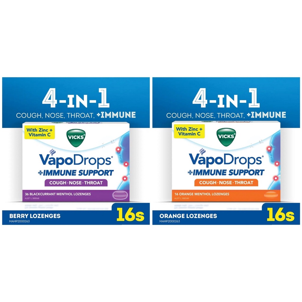 Jual Permen VICKS VapoDrops + Immune Support Lozenges isi 16pcs ...