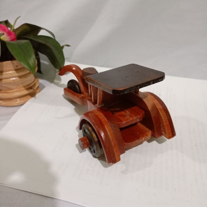 Jual Pajangan Kayu Miniatur Becak Jawa Ukuran Kecil | Shopee Indonesia