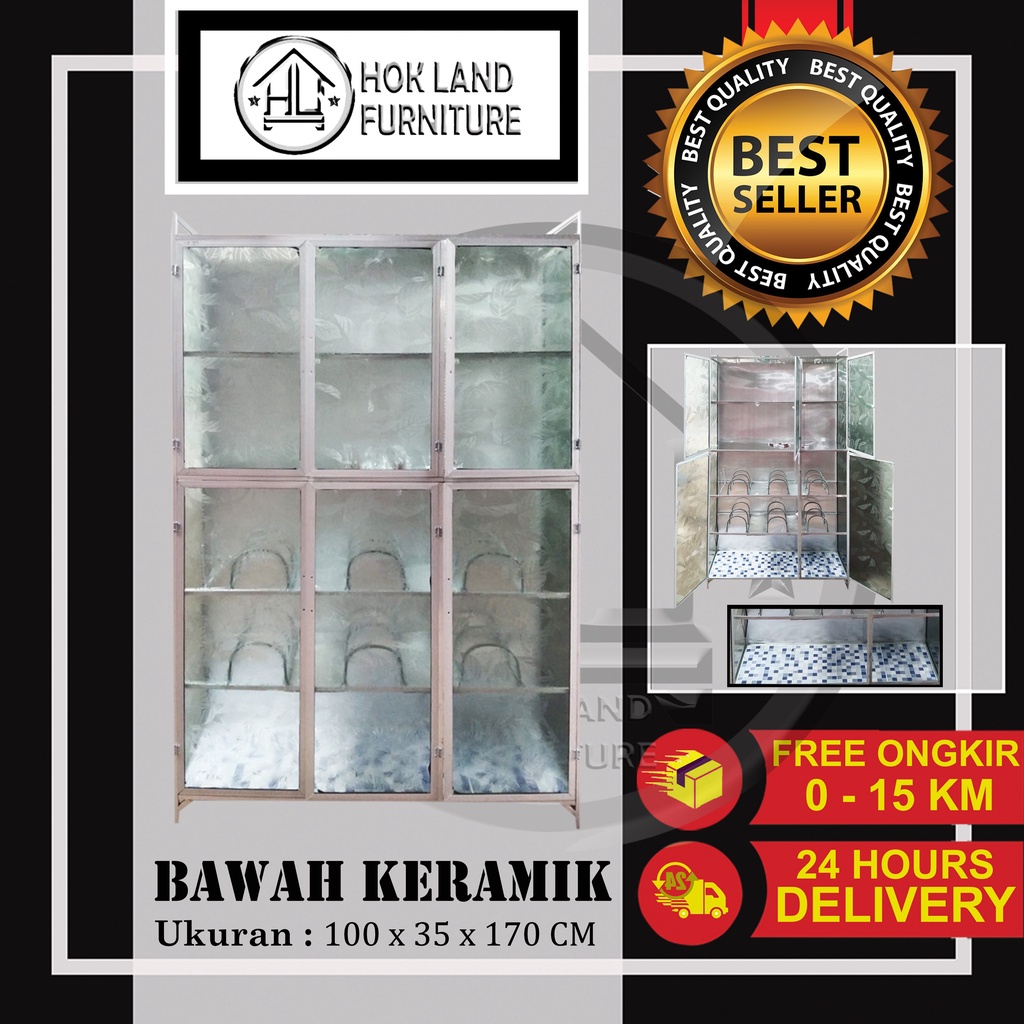 Jual Rak Piring Kaca Fullbox - Lemari Rak Piring 3 Pintu Full Kaca Full ...