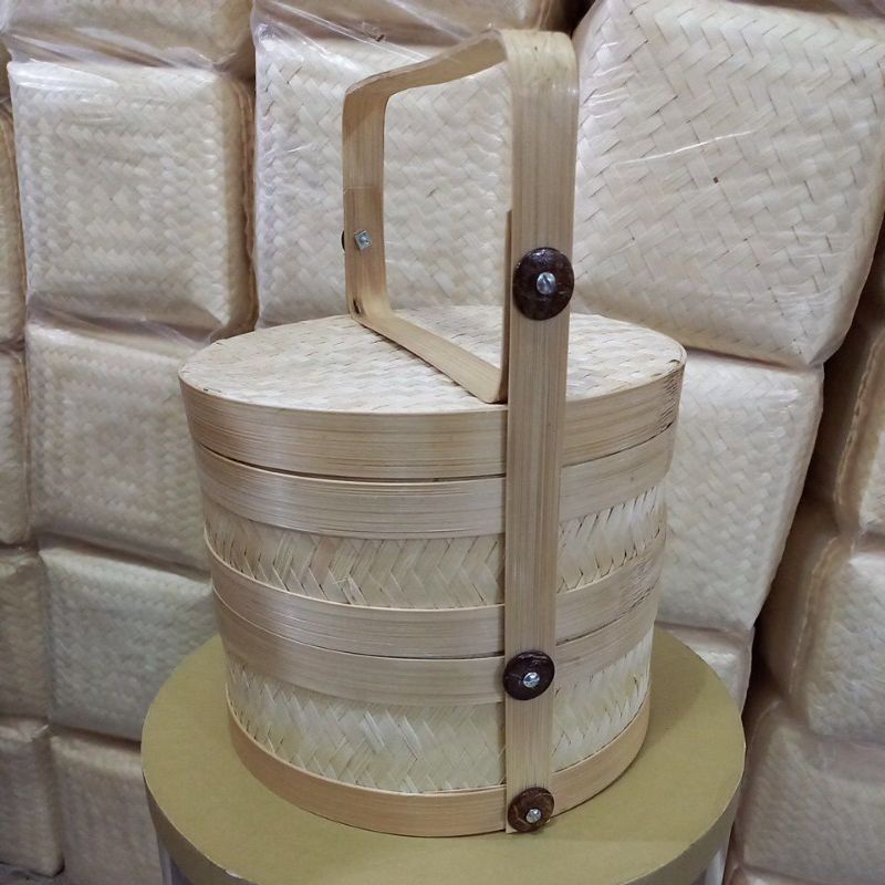 Jual Rantang Bambu 2 susun ukuran 25 cm 30 cm 20 cm / Rantang bambu ...