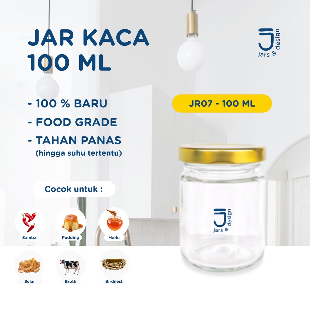 Jual JR07 - Jar Kaca Bulat 100ml / Toples Kaca Bulat 100ml (MODEL ...
