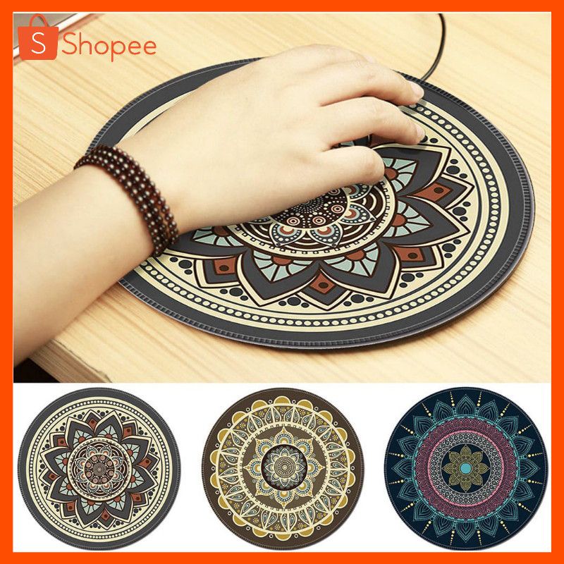 Jual Mouse Pad Gaming Bulat aesthetic Bohemian alas mous pad bantalan ...