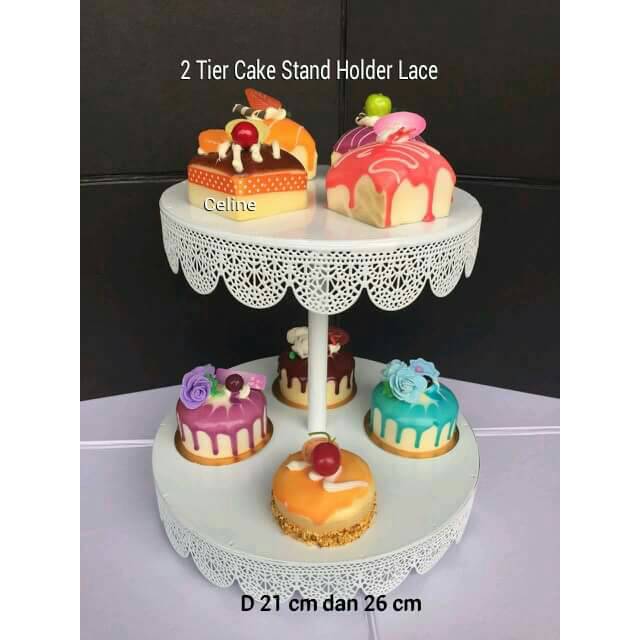 Jual standing cup cake holder lace 2 tier / cupcake stand | Shopee ...