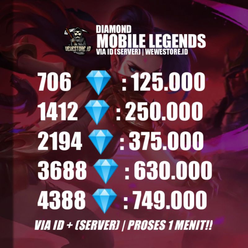 Jual TOP UP MLBB TERMURAH DM ML DIJAMIN CEPAT | Shopee Indonesia