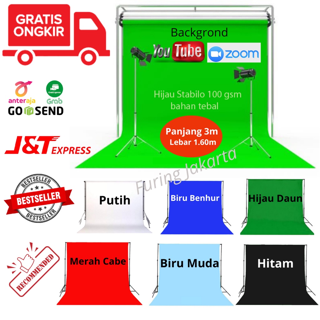 Jual 2 meter Background Hijau Stabilo 100 gsm kain spunbond | Shopee ...