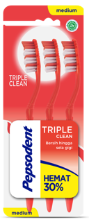 Jual Pepsodent Triple Clean Sikat Gigi Medium Isi 3 Indonesia|Shopee ...