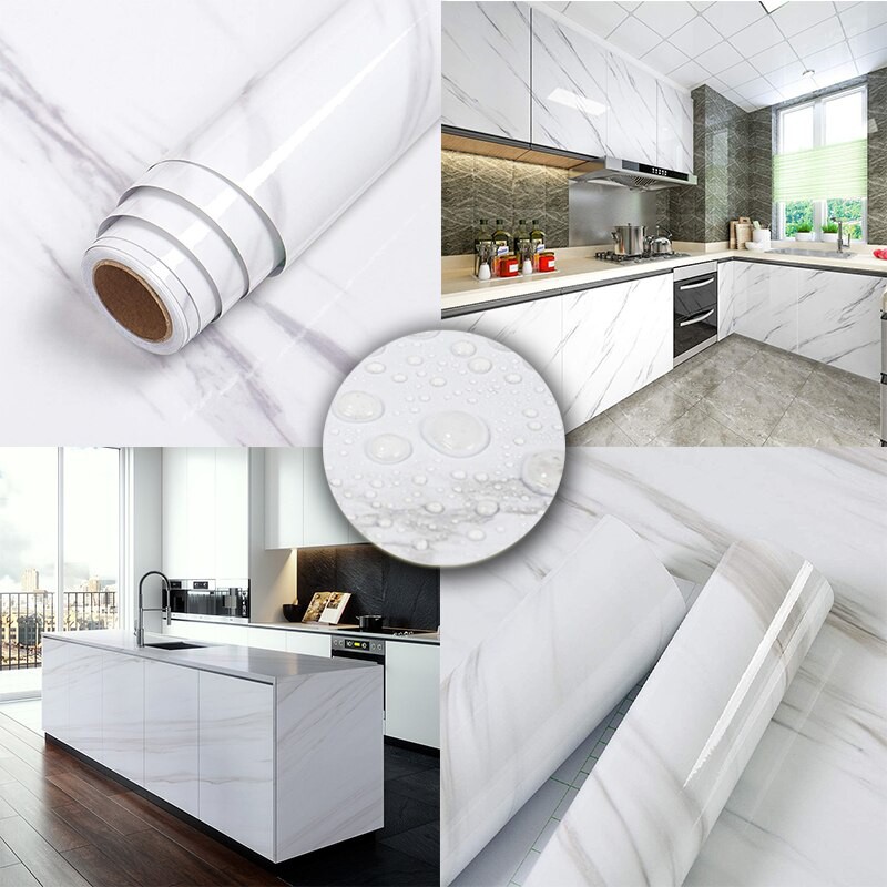 60CMX5METER WALLPAPER GLOSSY MARBEL PREMIUM MARMER KITCHEN SET ...