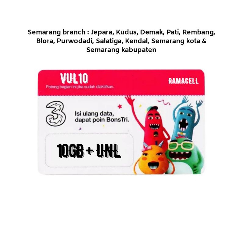 Jual Voucher Tri UNLIMITED 10GB / UL10 (Kirim Fisik) | Shopee Indonesia