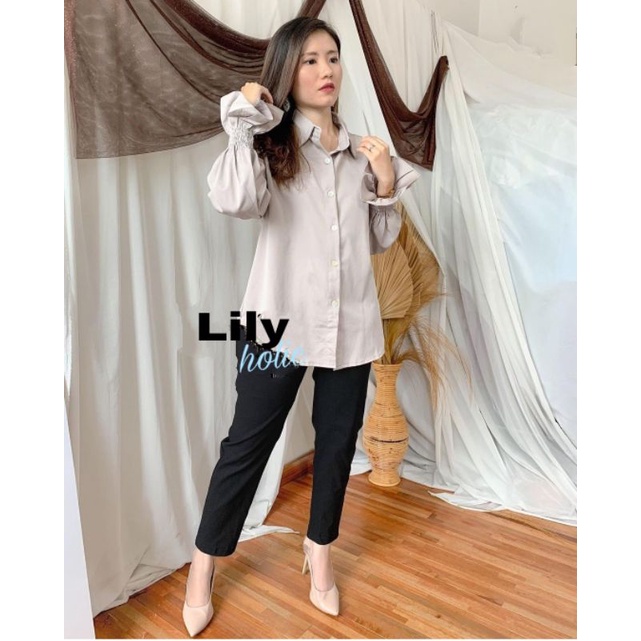 Jual Jilly collar shirt - kemeja kerja - kemeja puff sleeve - kemeja ...