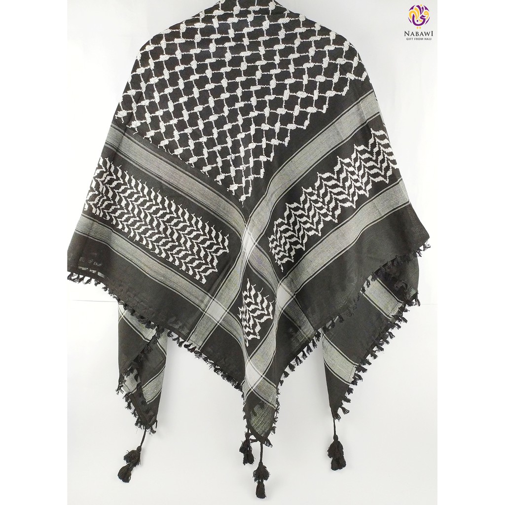 Jual Sorban Almas Arafat Hitam Putih / Surban Arab / Oleh Oleh Haji dan ...