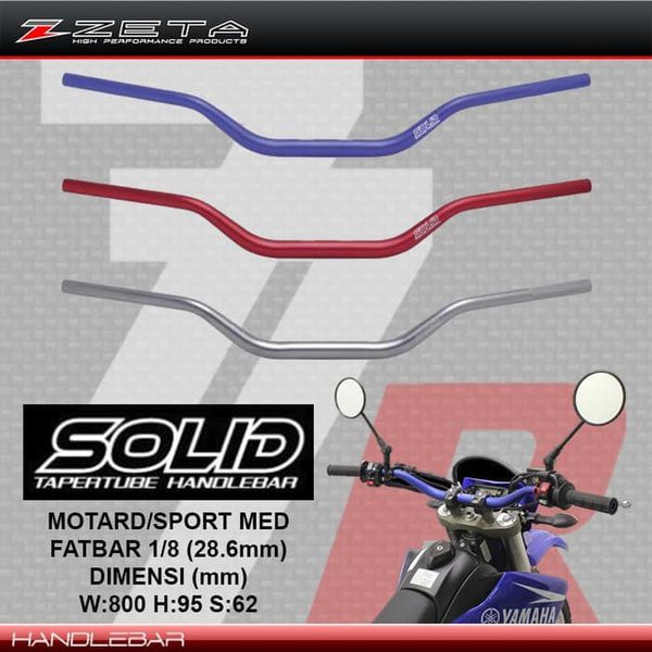 Jual ZETA Racing Solid Bar Motard-Sports Mid - Titanium Color Handlebar ...
