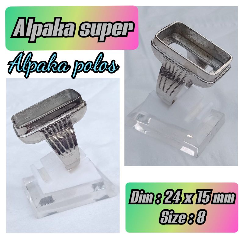 Jual emban batu akik dan permata alpaka super alpaka tanam model kotak ...