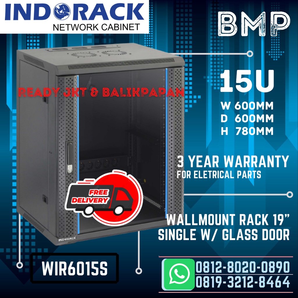 Jual INDORACK WALLMOUNT 15U DEPTH 600MM SINGLE DOOR - WIR6015S INDORACK ...