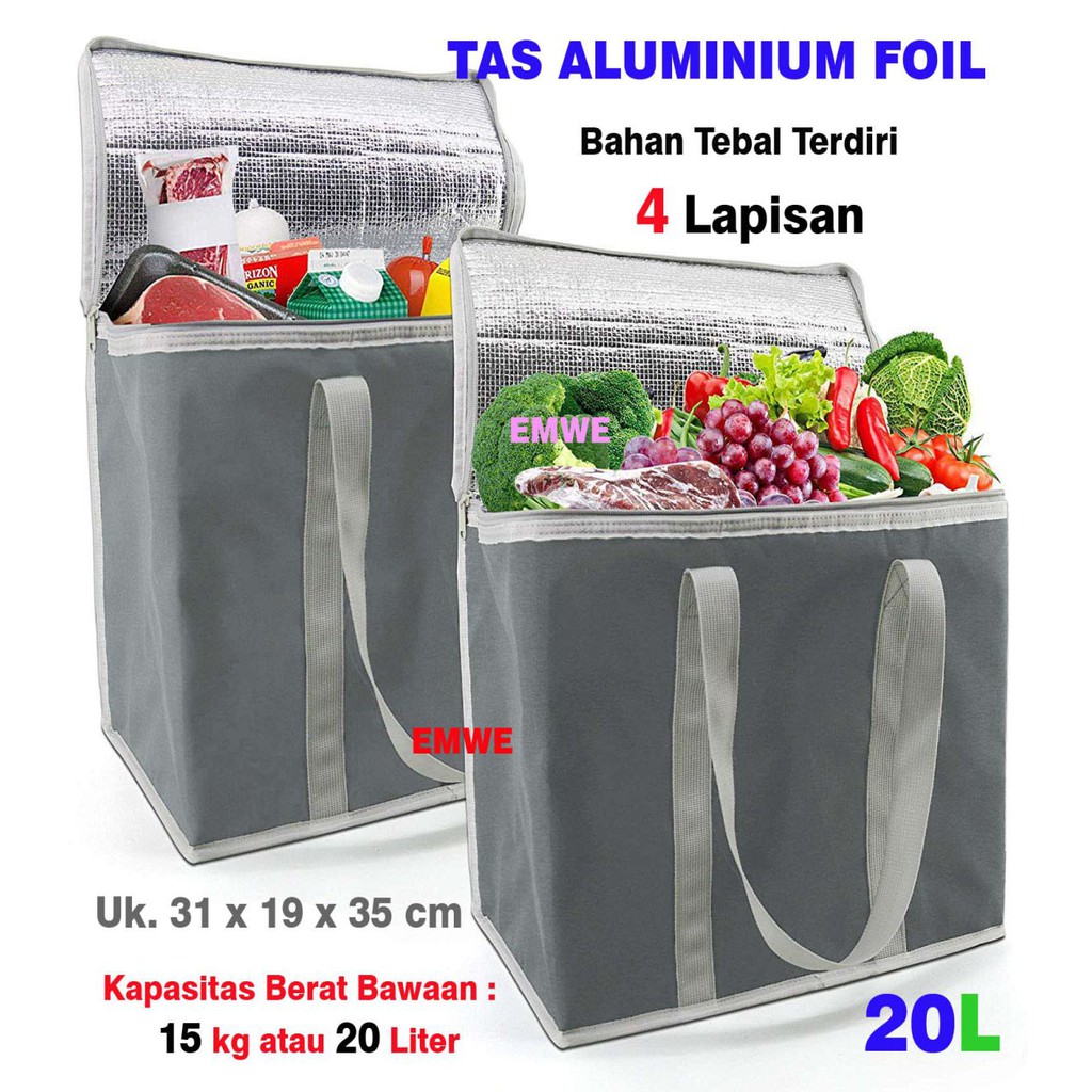 Jual Tas aluminium 20L belanja shopping Cool Cooler bag untuk makanan ...