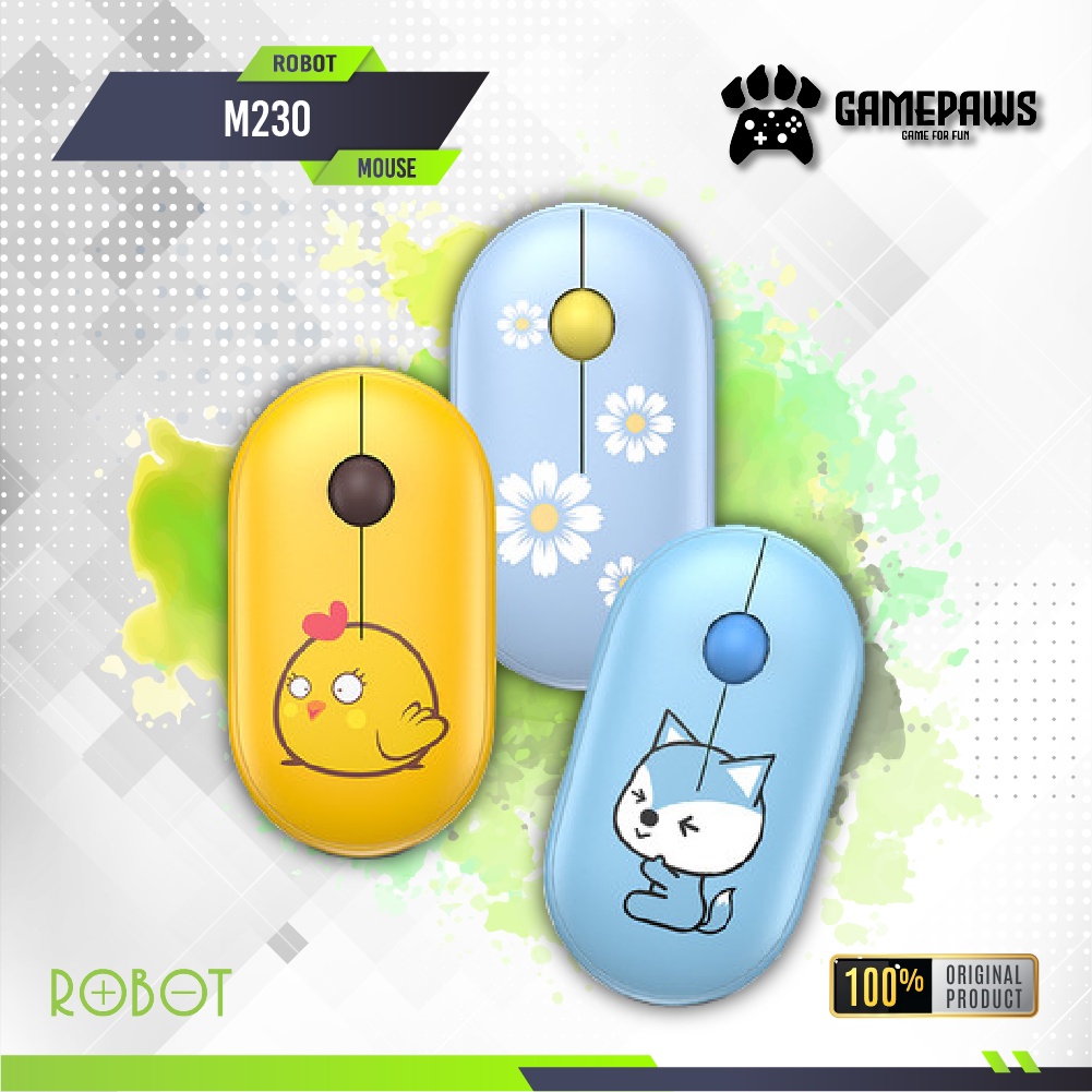 Jual Mouse Wireless Robot M230 Silent Stylish 2.4GHz Silent Klik 1600 ...