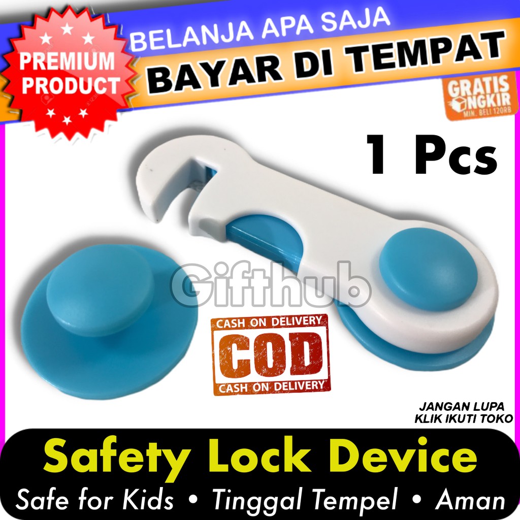 Jual Pengaman Laci Lemari Pintu Kulkas Pendingin / Kunci Safety Lock Device for Child Strap ...