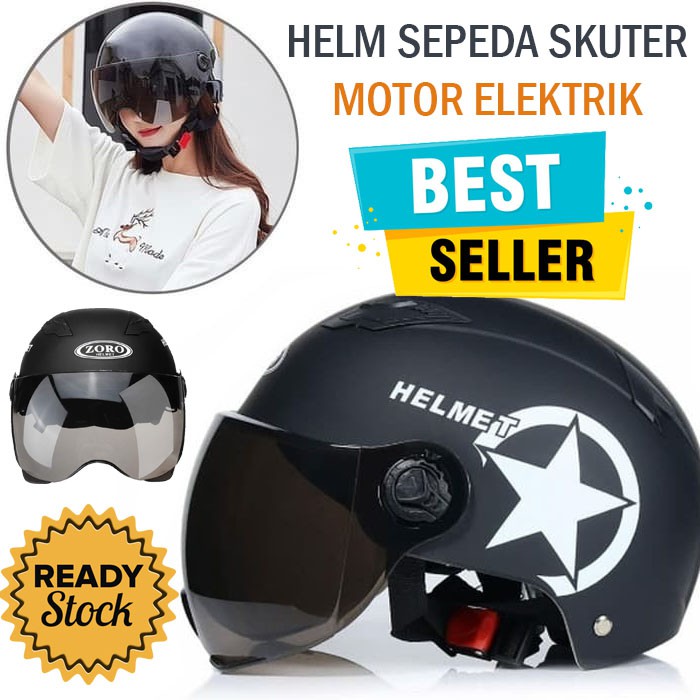 Jual Helm Skuter Motor Elektrik Half Face Murah Helem Sepeda Scooter ...