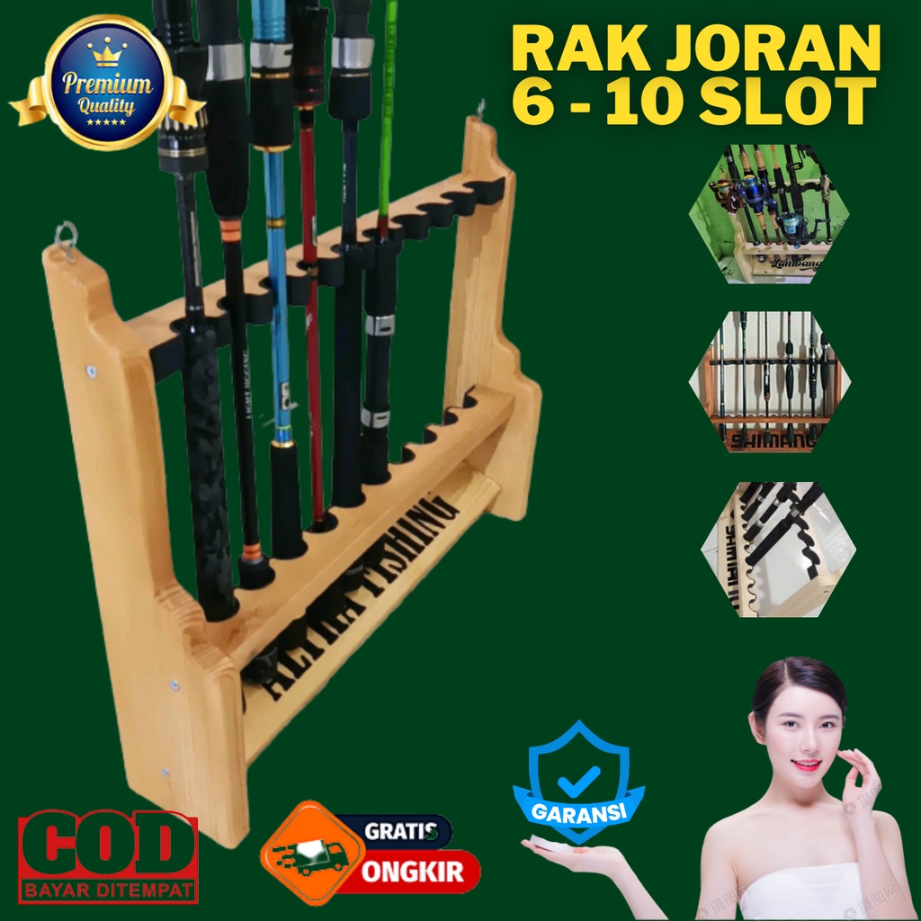 Jual Rak Joran Pancing Isi Lubang 6-10 Bahan Kayu Tempat Joran Pancing ...