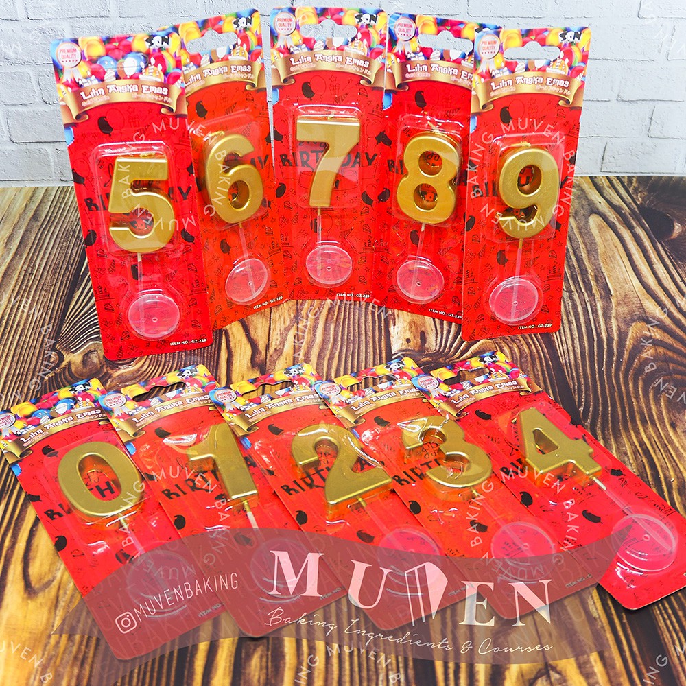 LILIN ANGKA GOLD ULANG TAHUN / BIRTHDAY NUMBER CANDLE ULTAH | Shopee ...