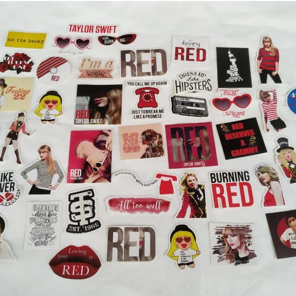Jual Sticker Taylor Swift Red Version Bebas Custom (40 pcs) | Shopee ...