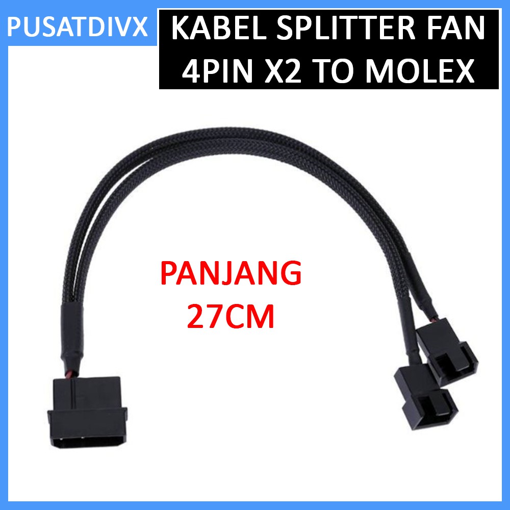 Jual Kabel Splitter Fan Hub 4pin 3pin 2pin x2 to Molex 4pin Kipas ...