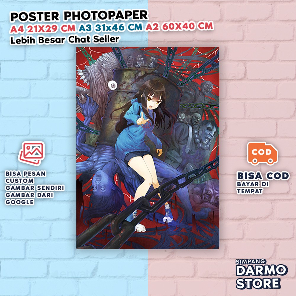 Jual Poster Mieruko Chan Anime Wibu Miko Yotsuya Hana Yurikawa Yuria ...