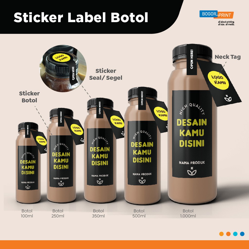 Jual Cetak Paket Label Botol Kemasan Minuman Segel Neck Tag