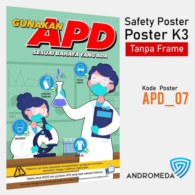 Jual Safety Poster : APD Chemical Bekerja Kimia Laboratorium_60x80 cm ...