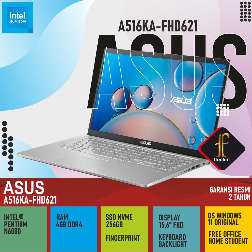 Jual ASUS A516KA-FHD621 INTEL N6000 4GB 256GB SSD 15,6"FHD -Silver ...