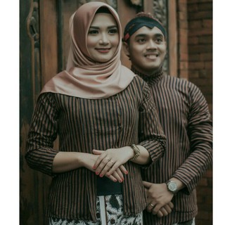 Jual kebaya wanita [ Luriklarik ] Couple Sarimbit Baju Adat Surjan Lurik Tenun Lorek Klaten Solo ...