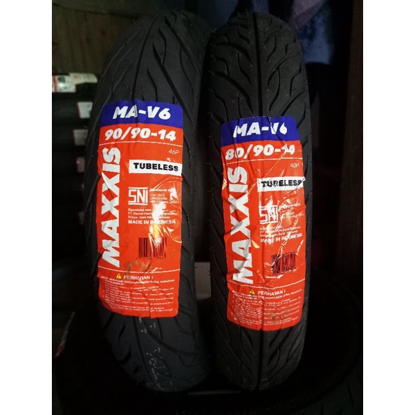 Jual Paket ban Maxxis MA-V6 Ukuran 80/90 dan 90/90 ring 14 Tubeless ...