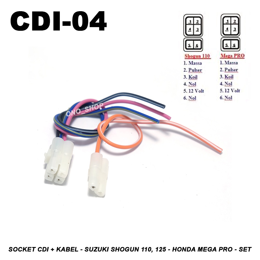 Jual Socket CDI + Kabel - Suzuki Shogun 110, 125 - Honda Mega Pro - Set ...