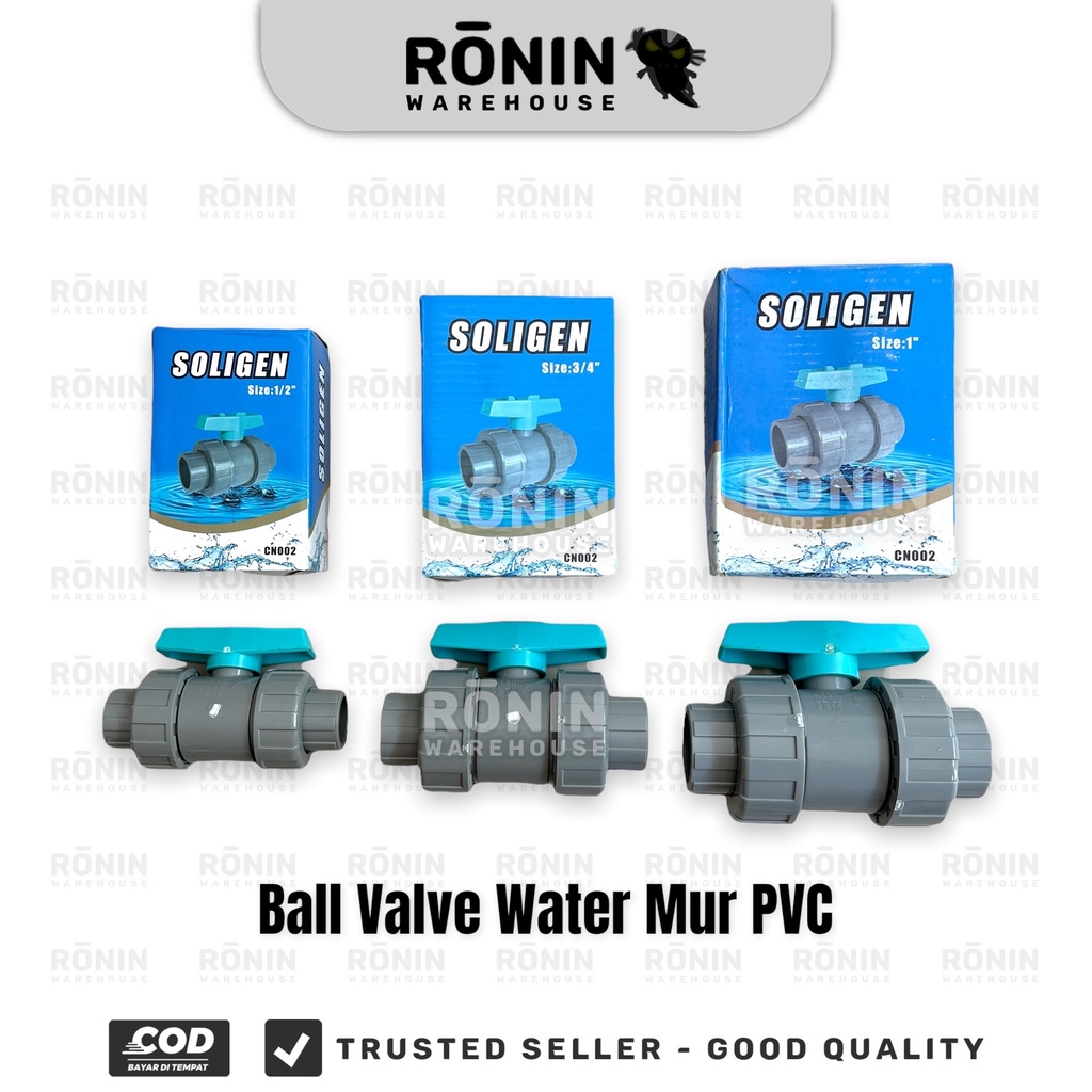 Jual SOLIGEN Ball Valve PVC + Water Mur 3_4 1_2 1 inch Stop Kran Pipa ...
