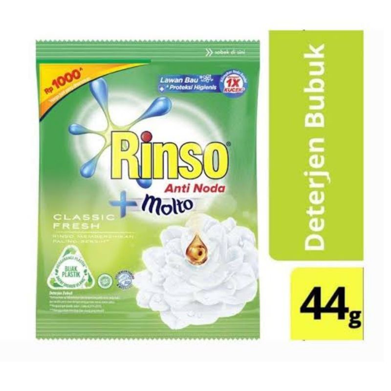 Jual Rinso Detergen Bubuk Anti Noda Molto Kemasan Sachet 44gr | Shopee ...