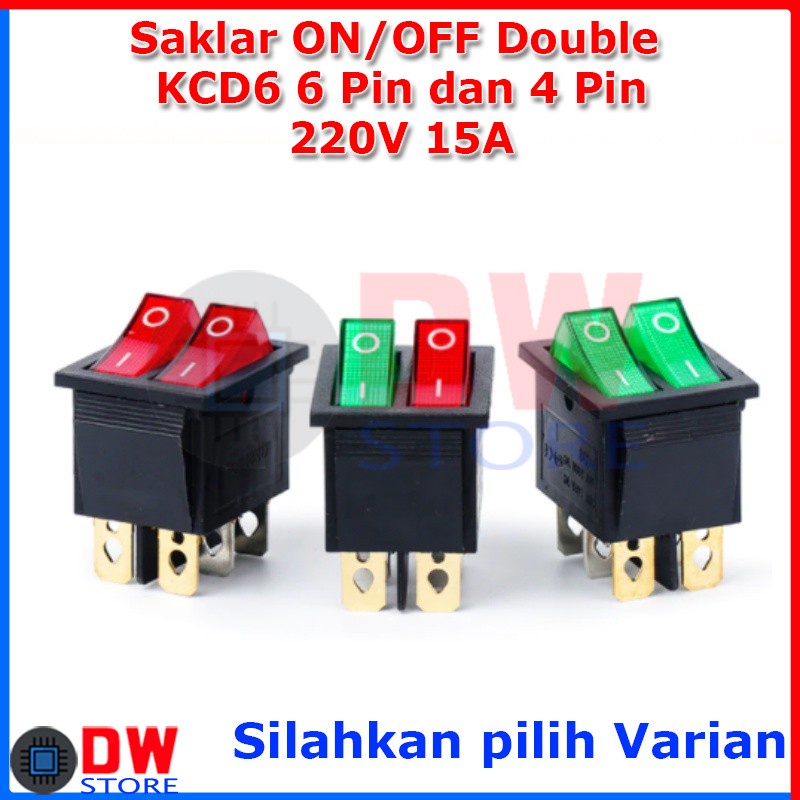 Jual ROCKER SWITCH SAKLAR DOUBLE ON OFF 4 Pin 6 Pin 4P 6P KCD6 KCD8 16A | Shopee Indonesia