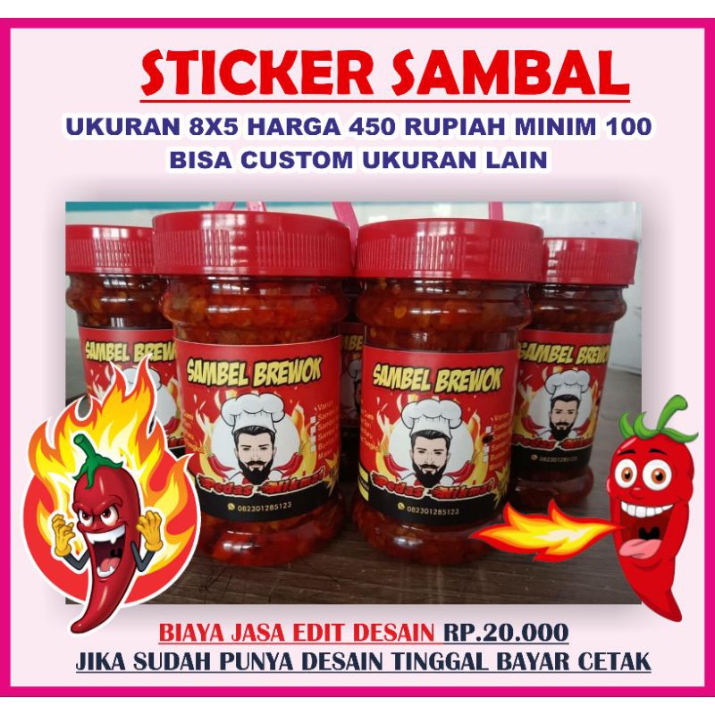 Jual STIKER SAMBAL. STIKER BOTOL SAMBAL. STIKER BOTOL. STIKER MAKANAN ...