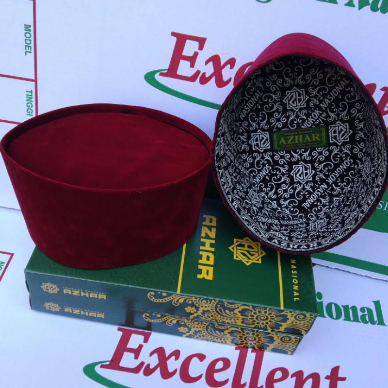 Jual Peci Merah Maroon Songkok Merah Maroon Polos Tinggi 9 & 10 cm ...