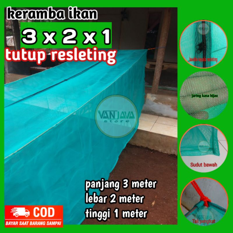 Jual {COD}Keramba Ikan Jaring apung Bahan Jaring kasa tutup 3x2x1 ...