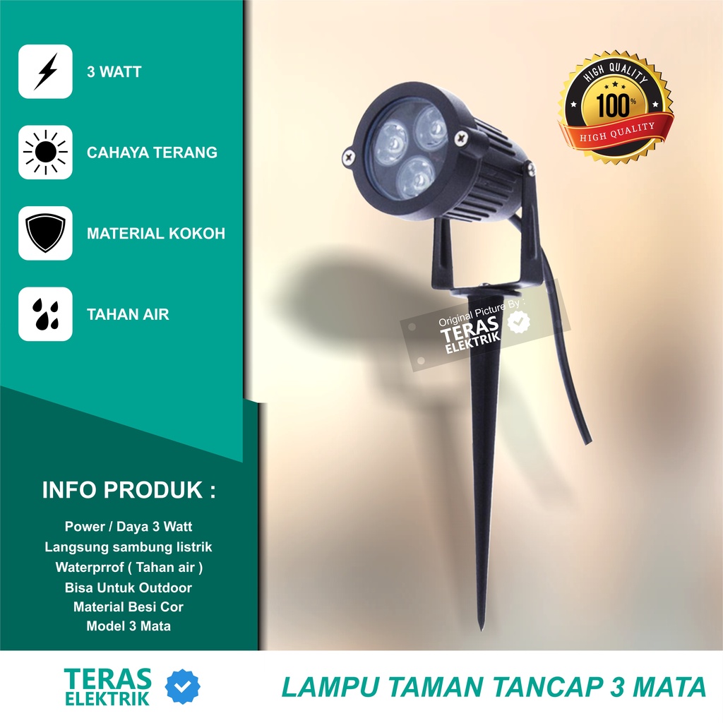Jual Lampu sorot taman tancap LED 3w Spotlight outdoor waterproof 3 ...