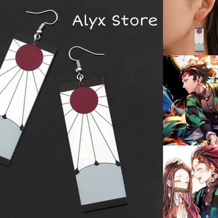 Jual Demon Slayer - Tanjirou Hanafuda earrings | Shopee Indonesia