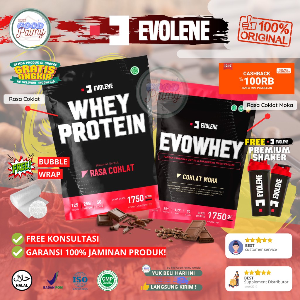 EVOWHEY PROTEIN EVOLENE WHEY PROTEIN 1,75 KG/1750 GR SUSU GYM 50X ...