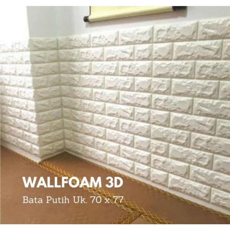 Jual wallpaper foam bata putih dinding 70x77 tebal 3mm Indonesia|Shopee ...