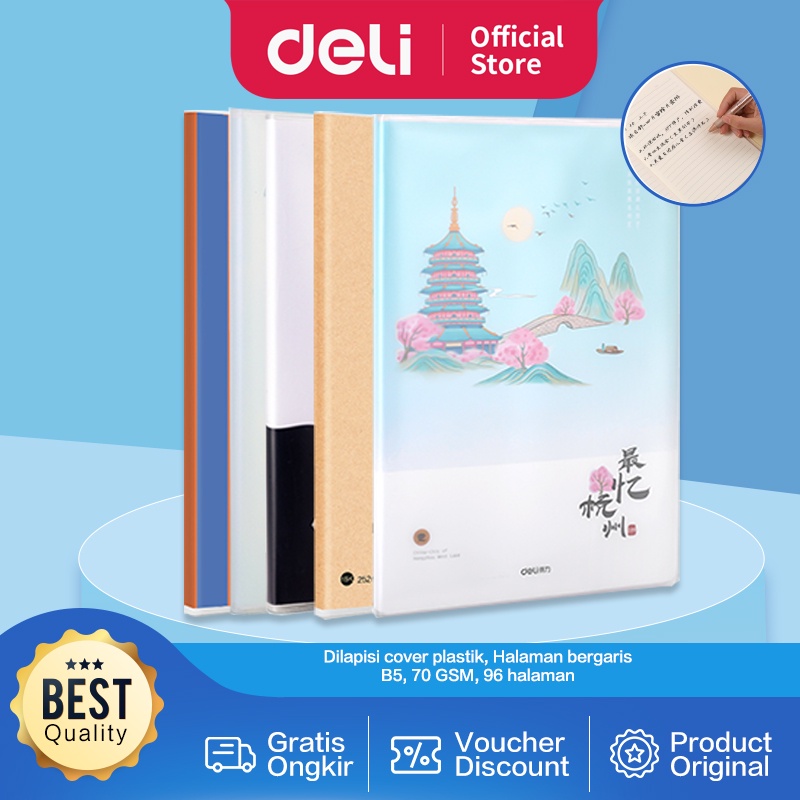 Jual Deli buku notebook sampul plastik B5 96 lembar, desain kecil dan ... Jual Deli buku notebook sampul plastik B5 96 lembar, desain kecil dan ...