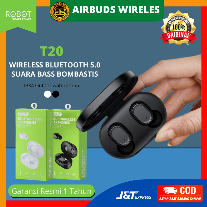 Jual Robot Wireless Earphone Airbuds T20 100% Original Garansi Resmi 1 ...