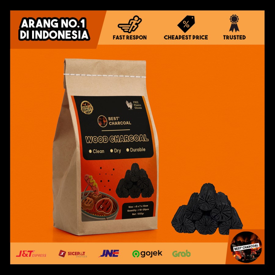 Jual Arang Kayu 1 KG Briket Hexagonal Brongkol Batok Cube BBQ Ekspor ...